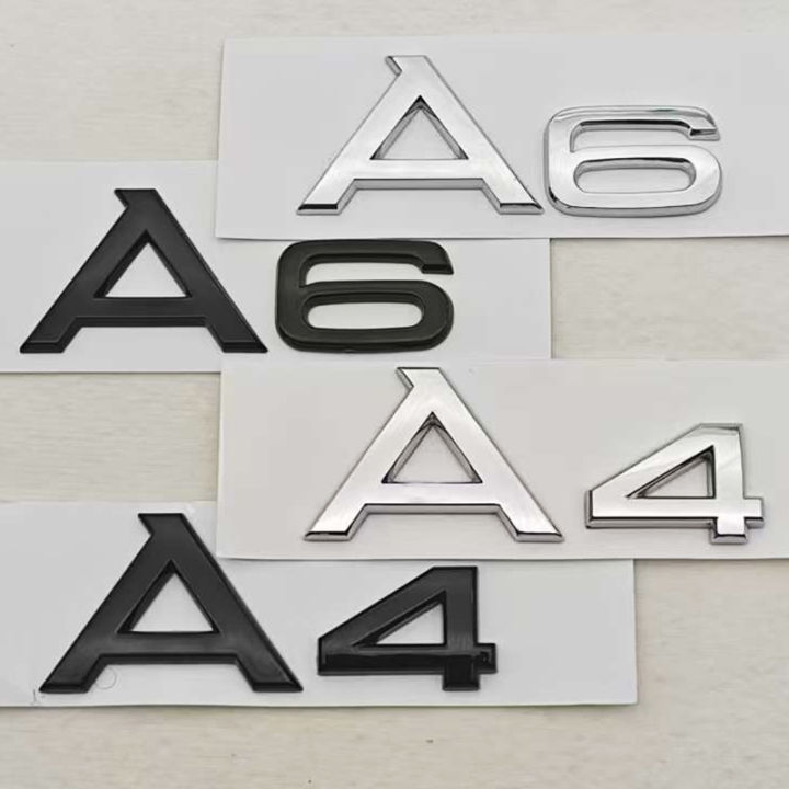 3D ABS Chrome Black Car Letters A4 A6 Logo Rear Trunk Badge Sticker ...