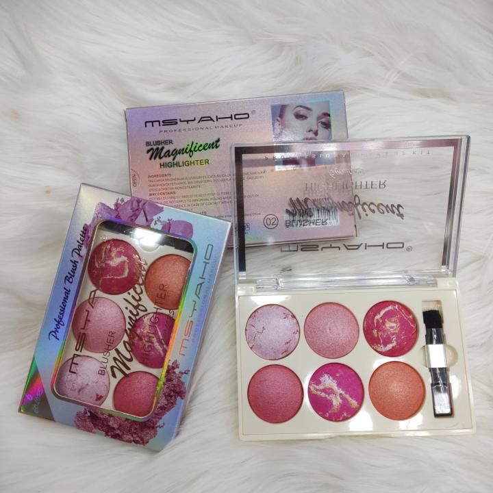 6 in 1 Blush & Highlighter Palette | Multi Shade Face Makeup Kit | Long ...