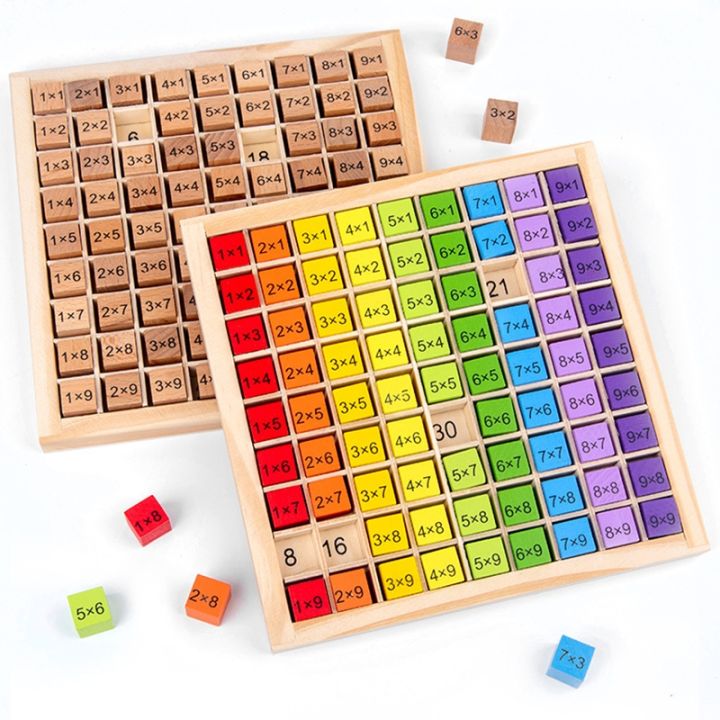 Wooden Multiplication Board Game, 81 Cubes Blocks Montessori 9*9 Times ...