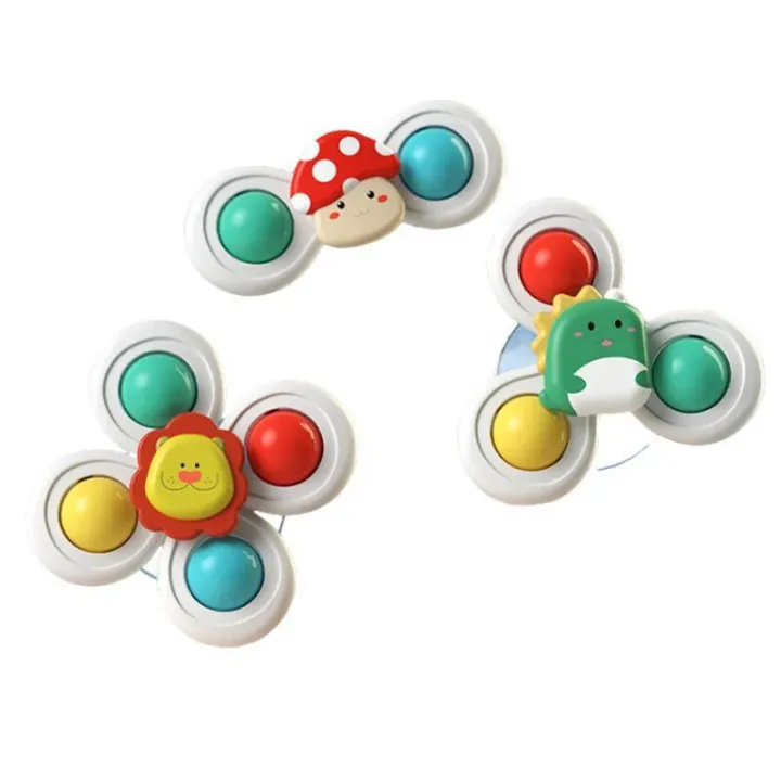 3PC Set Suction Cup Spinning Cartoon Animal Spinner Toys For Kids ...