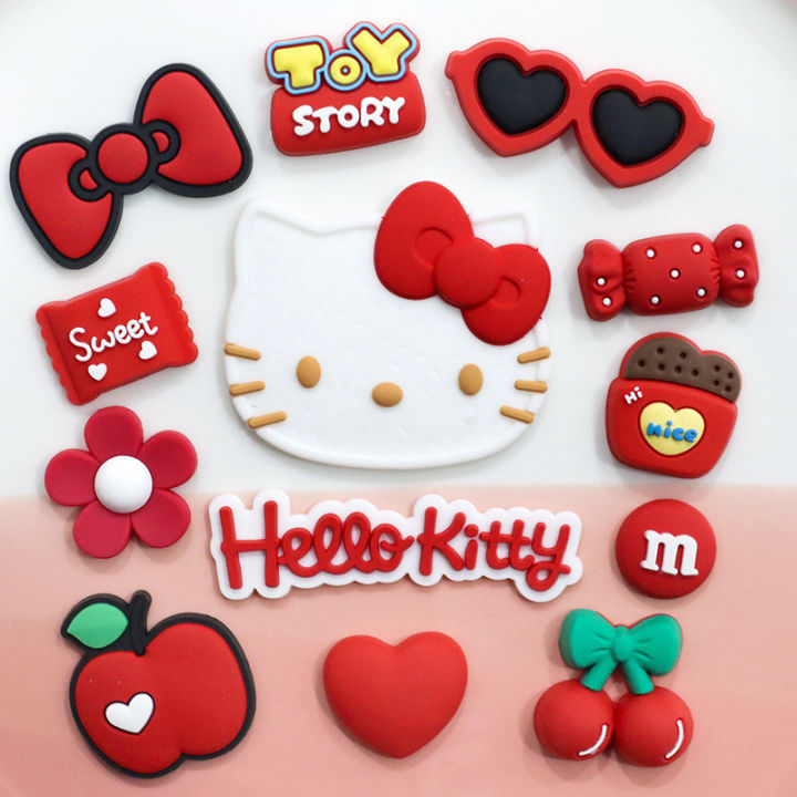 MINISO Hello Kitty Red Shoe Charms Biscuit Cute Cartoon Bowknot ...