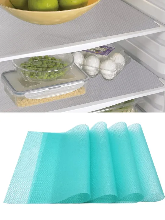 4pcs Refrigerator Pad Non-Slip Waterproof Can Be Cut Fridge Shelf Liner ...