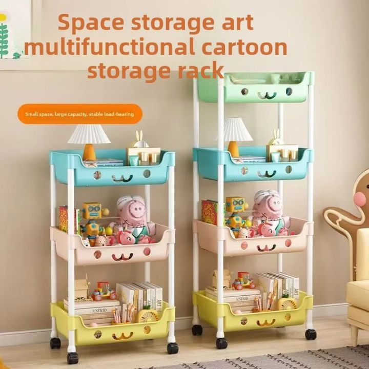 Trolley Macaroon Shelf Storage Rack Durable Home Bedroom Floor-to-floor ...