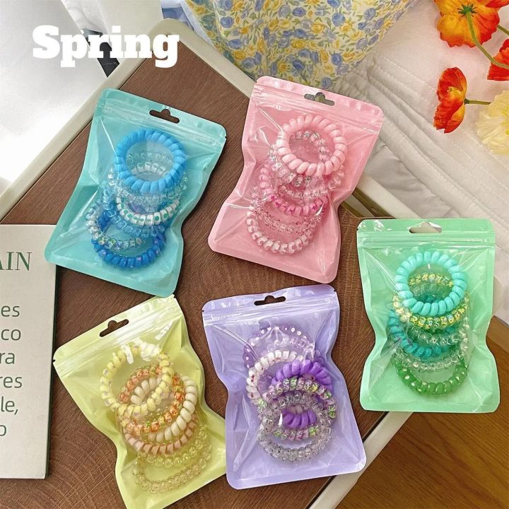 6Pcs/set Candy Color Elastic Hair Bands Korean Accessories for Girls ...