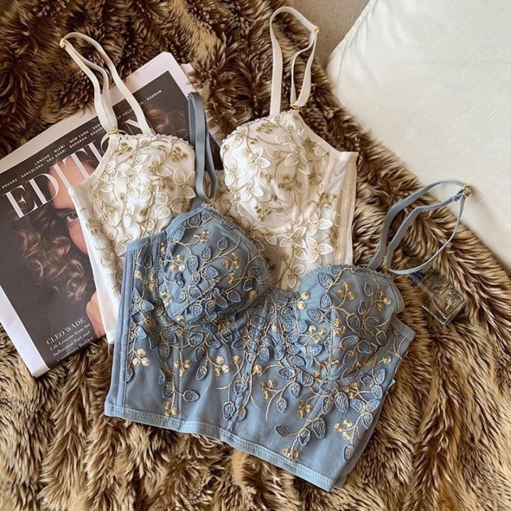 Three-dimensional embroidered bra lace fish bone corset widened ...