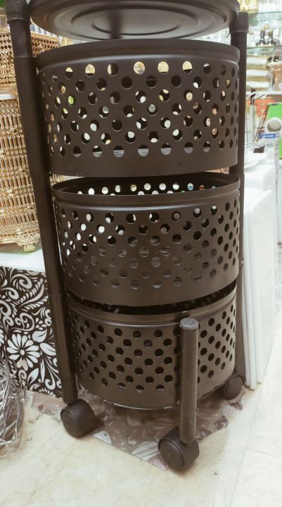 3 Layer/Tier/Step Kitchen Rotating Shelf Baskets Fruit Vegetable ...