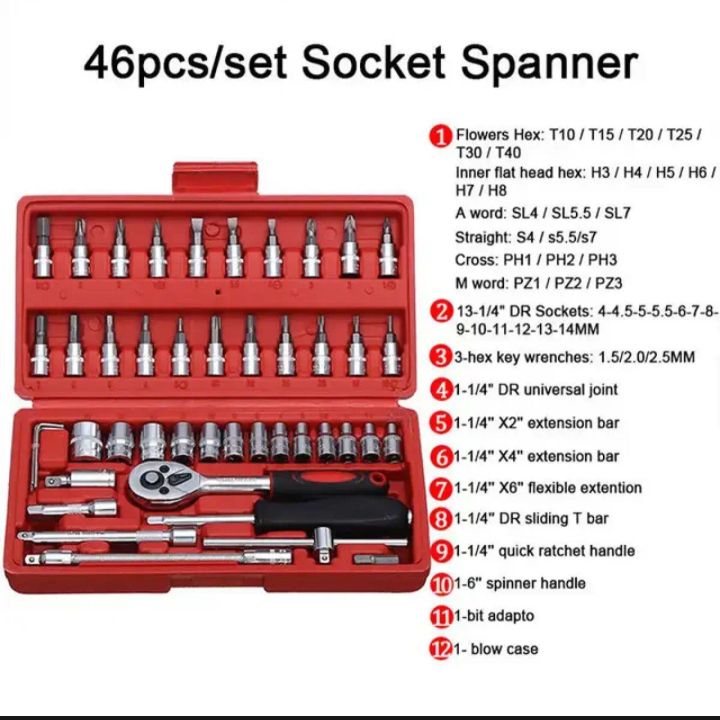 46PCS RATCHET WRENCH SOCKETS & BITS SET | Daraz.pk