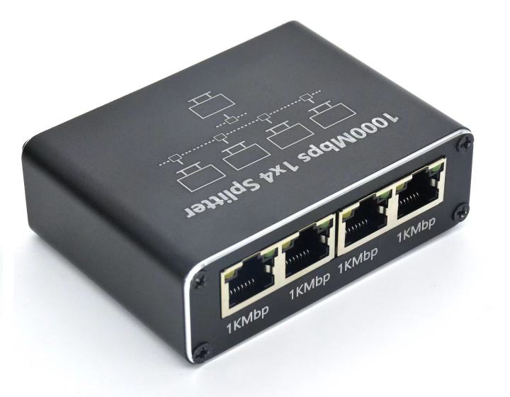 1000Mbps RJ45 Ethernet Splitter 1 to 4 Out Network Splitter with USB ...