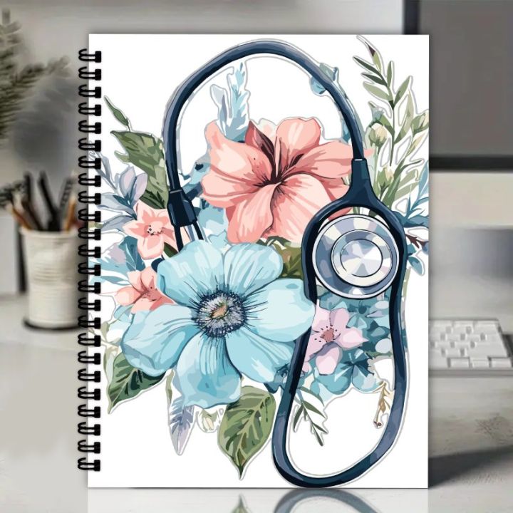 A5 Nurse Spiral Notebook, fun medical illustration design, 100 pages ...