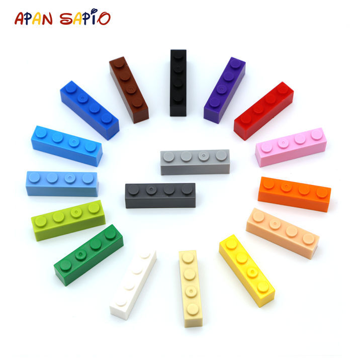 50PCS DIY Building Blocks Thick Figures Bricks 1x4 Dots Educational ...