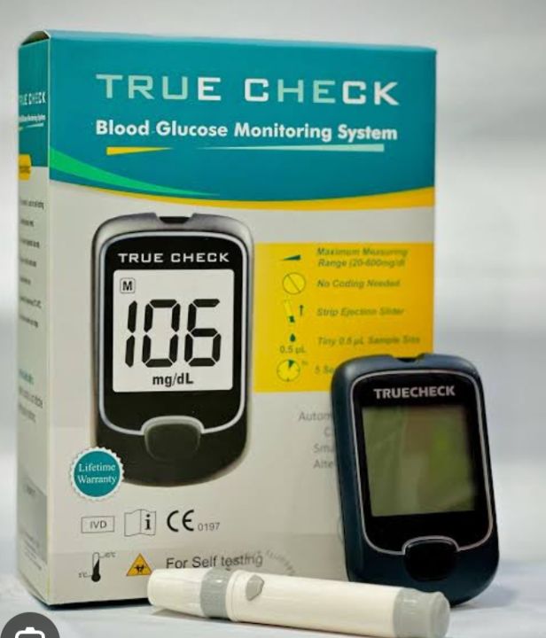TRUE CHECK GLUCOMETER WITH 5 STRIPS + 10 LANCETS + 10 ALCOHAL SWABS + 5 ...