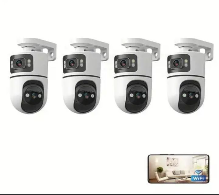 Smart home wi-fi camera 2 lens three view v380 application 1080p endor ...