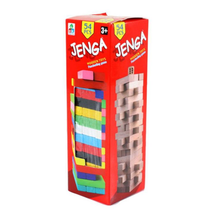 Jenga Coloured Game With 2 Dice For Kids and Adults 8 Inches | Daraz.pk