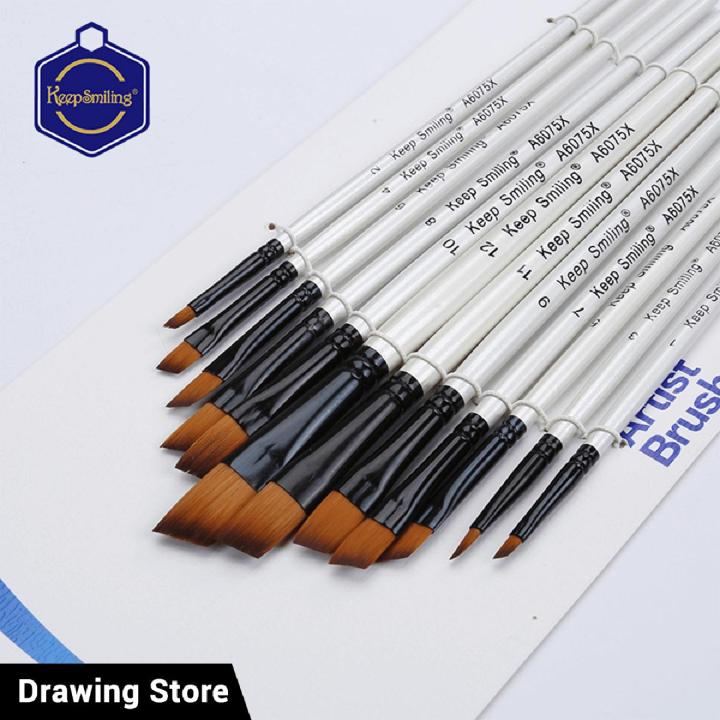 Keep Smiling Artist Chisel Paint Brushes Set For Painting Pack of 12 ...