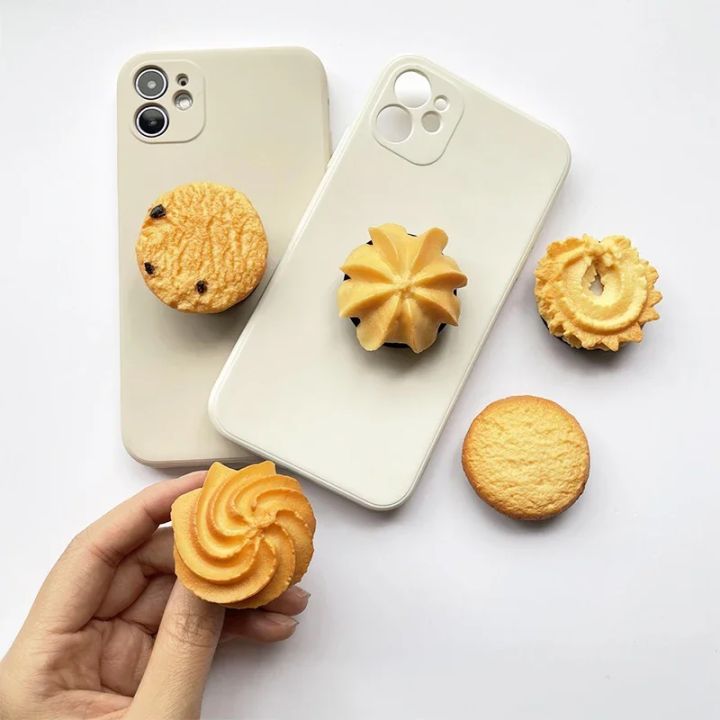 Folding Handle Holder for Mobile Phone Fun and Cute Food Biscuits ...