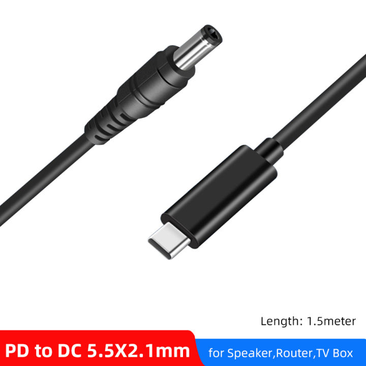 USB Type C PD to DC 5.5x2.1mm Power Supply Cable 9V 12V 15V 65W USB C ...