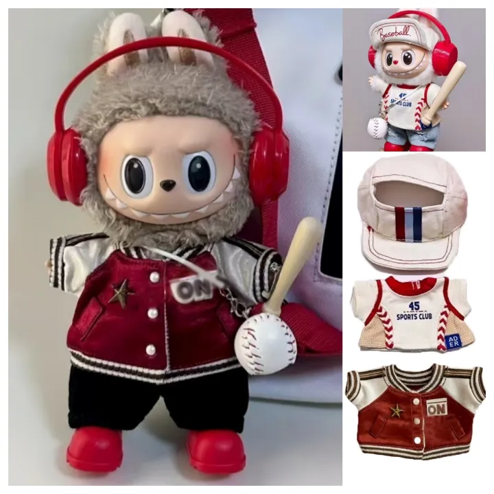 For V1-3 Labubus Doll Clothes Outfit Baseball Uniform Baseball Bat Set ...