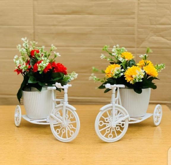 Decorative Mini Bicycle Flower Pot with Artificial Flowers – Elegant ...