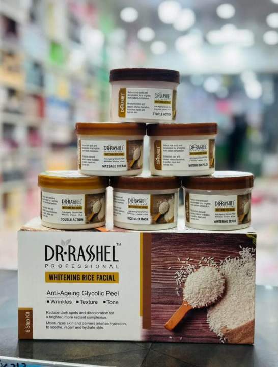 Dr.Rashell Whitening 6pcs facial kit. Whitening Skin Polish, Rice Mud ...