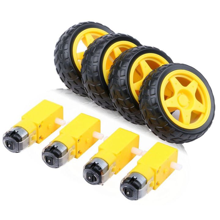 (4 Pcs combo) For Arduino Smart Car Robot Plastic Tire Wheel with DC 3 ...