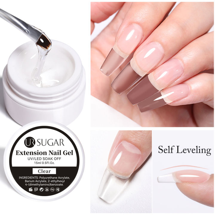 UR SUGAR 15ml Box Extension Nail Gel Jelly Pink White Clear UV Gel Hard ...