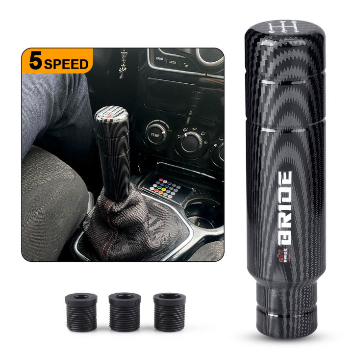 5 Speed Carbon Fiber Style Gear Shift Knob 13CM Universal Shape Manual ...