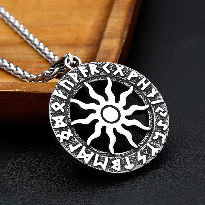 Vintage Sun God Apollo Pendant Necklace Fashion Round Nordic Stainless ...