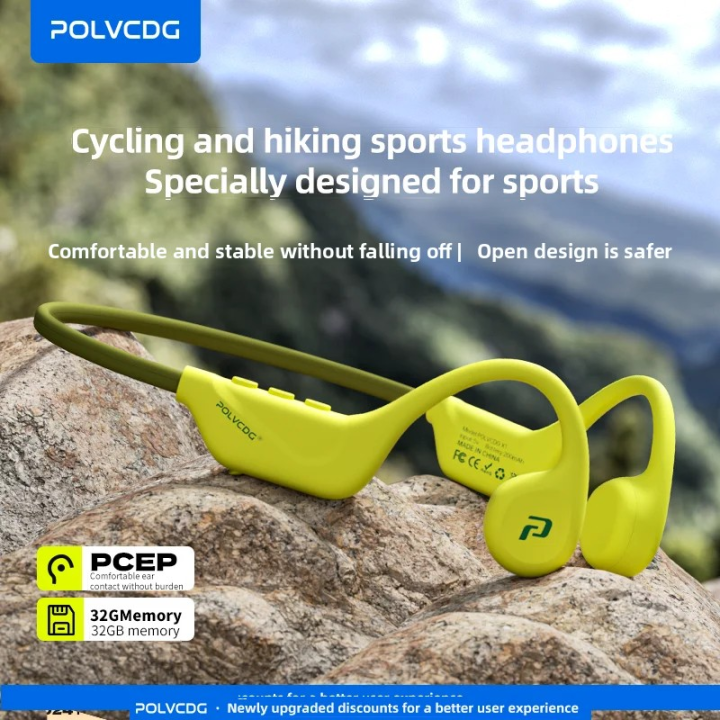 POLVCDG X1 Bone Conduction Cycling Earphones 32GB Memory Bluetooth 5.4 ...