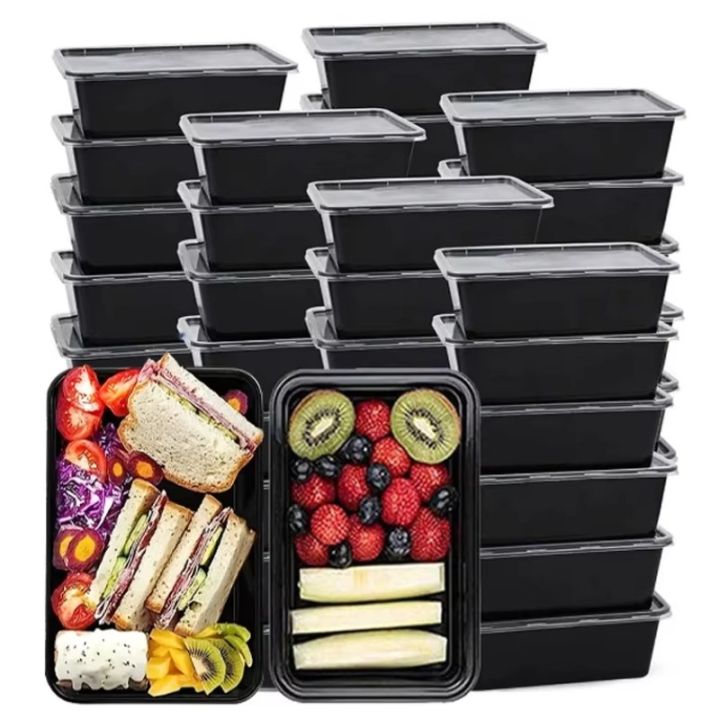 10/20PCS Black Food Box Fruit Salad Food Box Kitchen Meal Prep Takeout ...