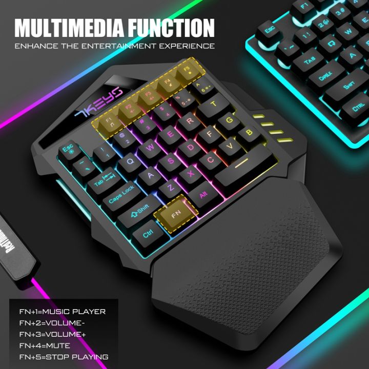 Gamwing RGB Backlit One Handed Gaming Keyboard Portable Mini Keypad ...