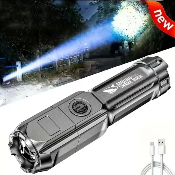 Powerful LED Flashlight Rechargeable USB 18650 Waterproof Zoom Fishing ...