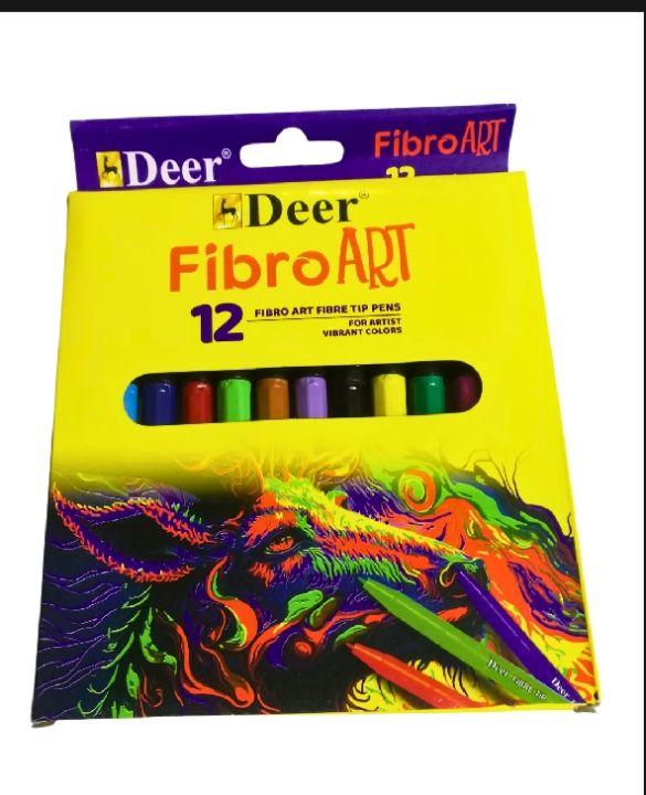 Deer Marker 12 color FibroArt fiber tip colors | Daraz.pk