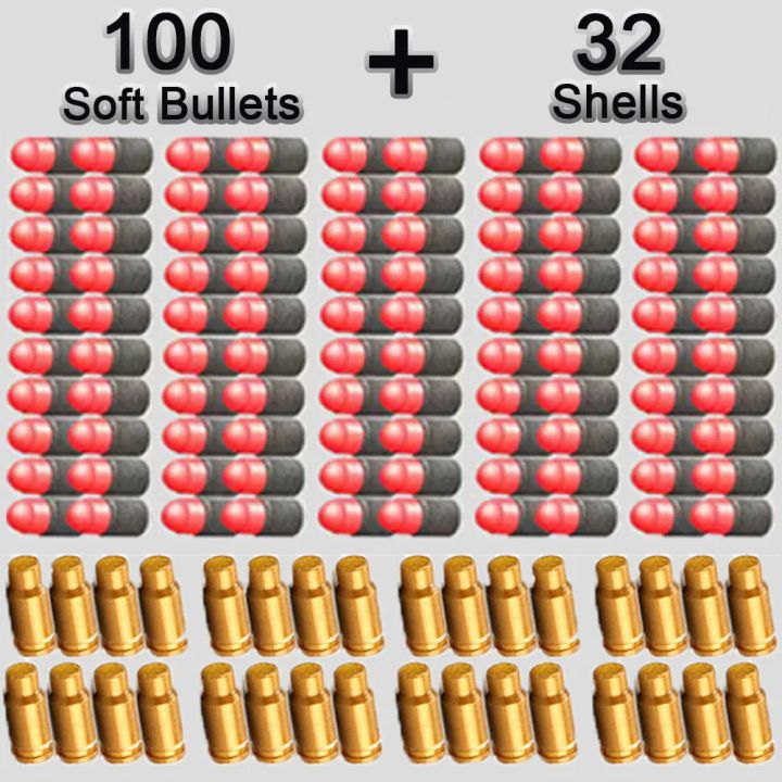 32 Shells And 100 Soft EVA Bullets For Toy gun Glock Colt 1911 Shooting ...