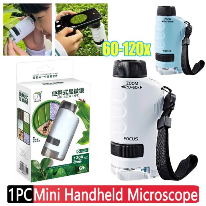 Mini Children Handheld Microscope 60-120x Magnification Kid Science ...