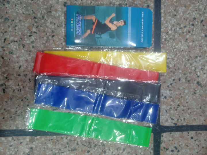 Fitness gym exercise bands pack of 5 legs exercise workout bands 5 ...