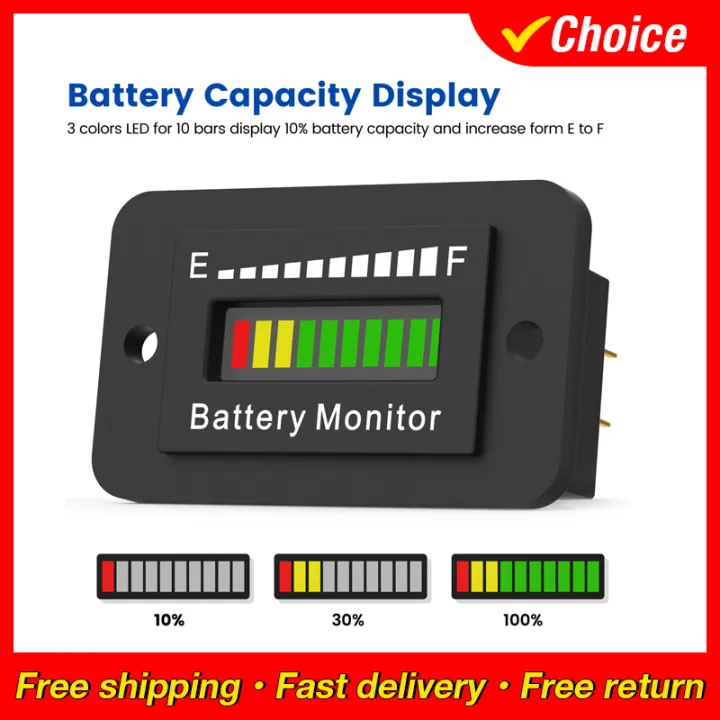 Voltage Battery Meter LED Indicator 12V 24V 36V 48V 60V 72V Battery ...