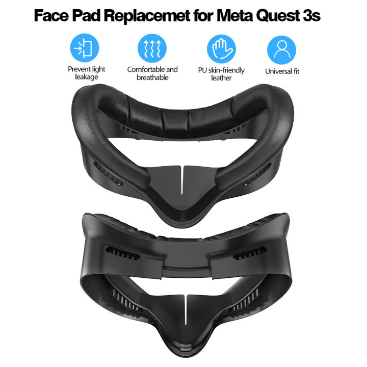 3-In-1 Face Mask Cover for Meta Quest 3S PU Leather Facial Interface ...