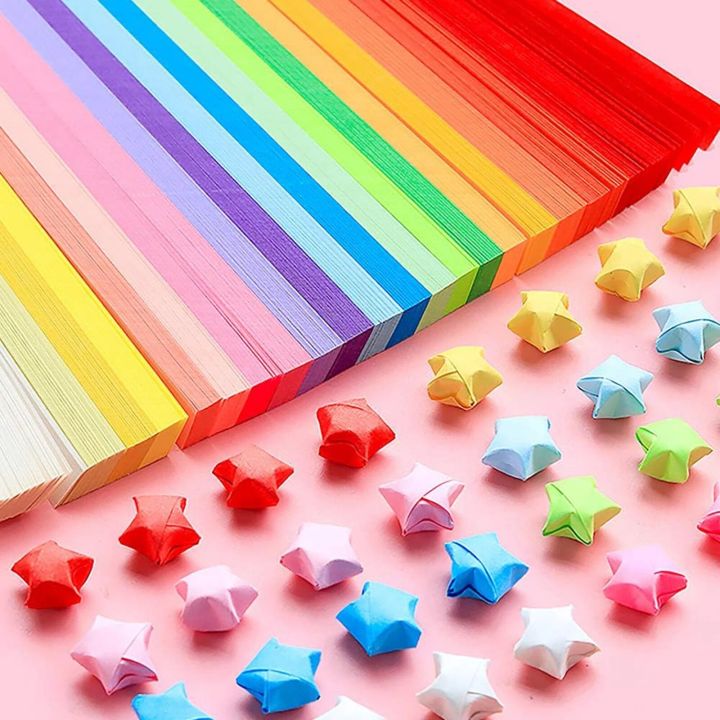 Multicolor Star Origami Paper Solid Color Gradient Color Star Paper ...