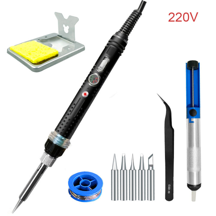 60W Electric Soldering Iron Kit Set - with On/Off Switch --Adjustable Temperature From 200-450°C ...