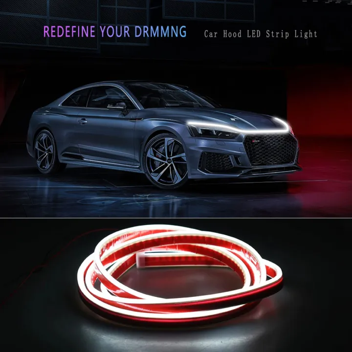 12V Scan Starting Led Car Hood Light Strip Decorative Lamp Flexible DRL ...