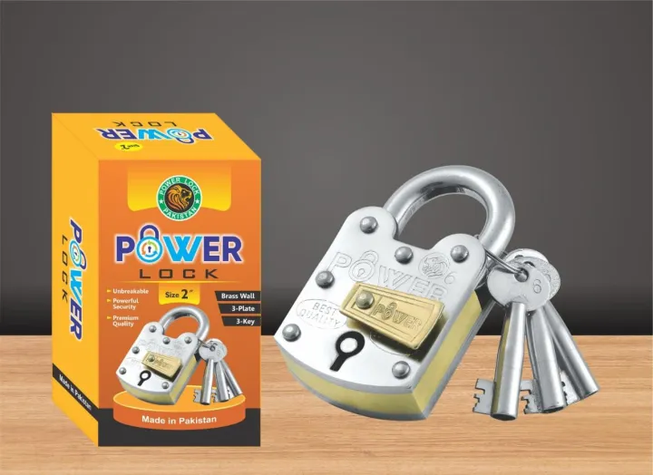 Power Lock 2 Inch | 3 Plate 3 Key Brass Wall Lock | Aligarh Heavy Duty ...