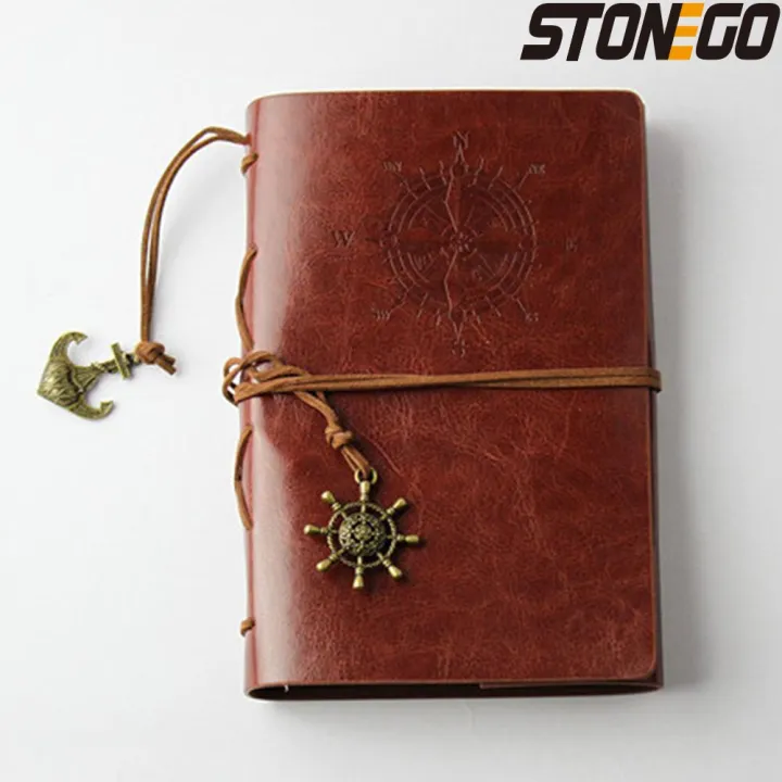 STONEGO Spiral Notebook Retro Diary Antique Pirate Anchor PU Leather ...