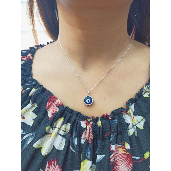 Pure Silver Evil Eye Chain And Locket | Daraz.com.np