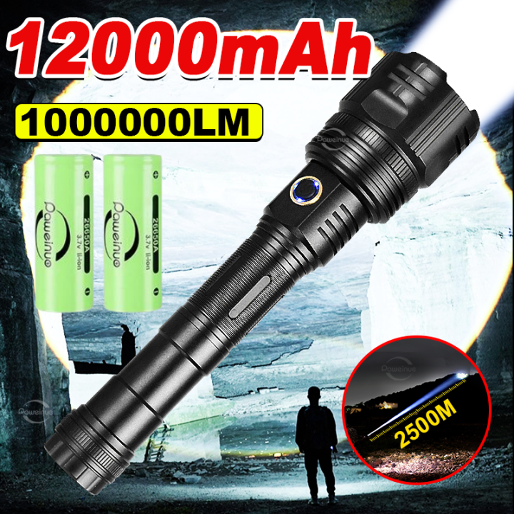New 12000mAh White Laser Flashlights 1000000LM Ultra Powerful ...