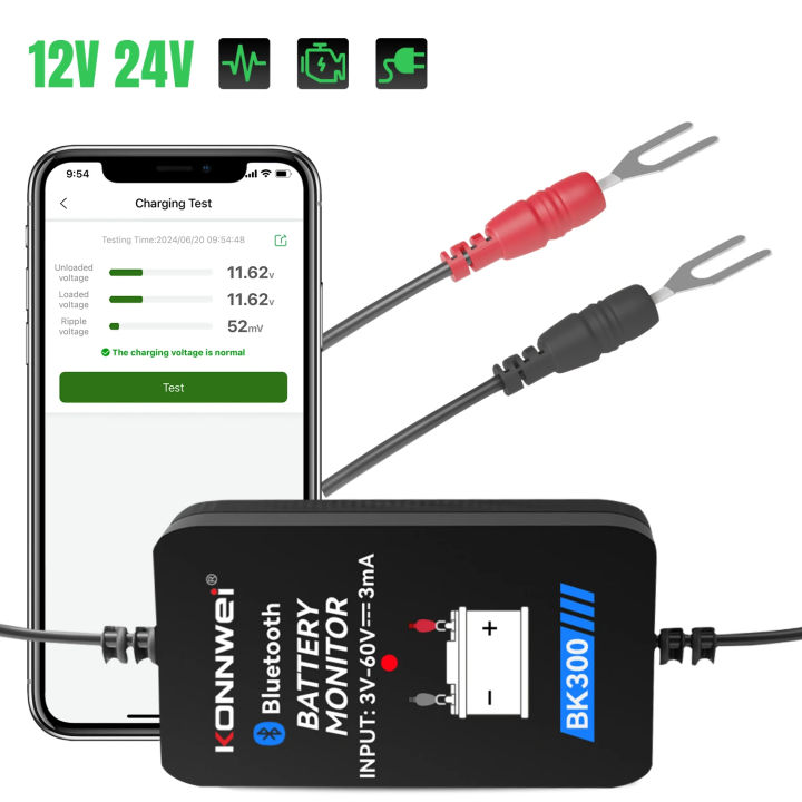 KONNWEI BK300 Battery Monitor BT 5.0 Car Truck Battery Tester Waveform ...