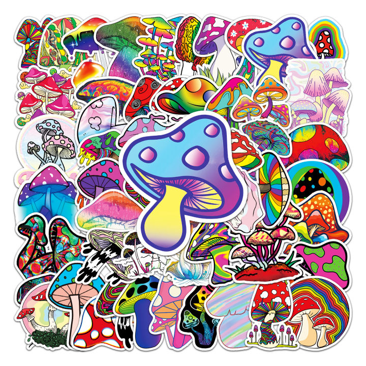 50 Piece Magic Mushroom Stickers Waterproof DIY For Phones Laptop Car ...