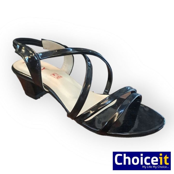 Ruky Womens Heels Sandals Ladies Black Shining shoes footwears by choiceit | Daraz.lk