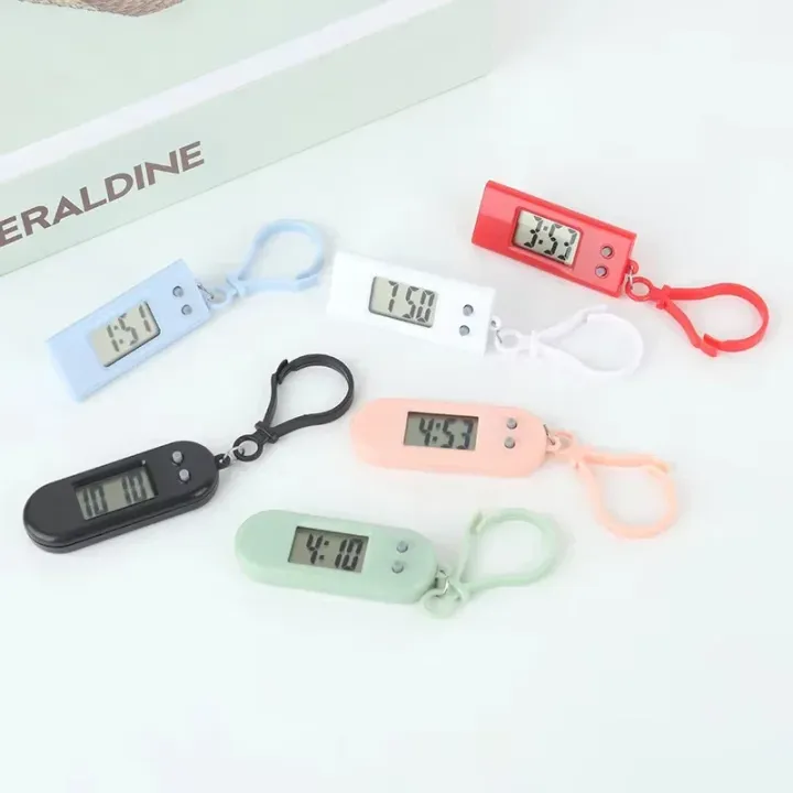 Portable Electronic Clock Keychain Pocket Electronic Oval Hanging Watch ...