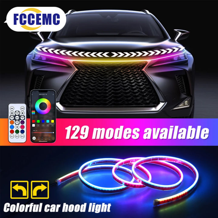 12V LED Car Hood Light RGB With Turn Signal DRL Multifunctional APP ...