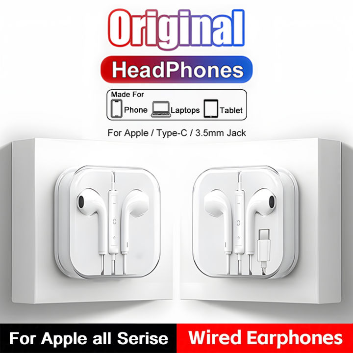 Original Earbuds For iPhone 17 Air 16 15 Pro Max Headphones Type C ...